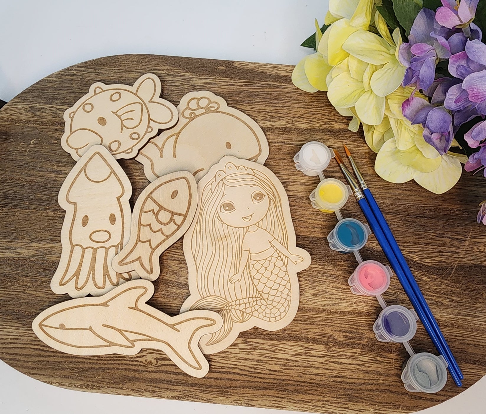 Mermaid Paint Set – Coral Rose Wood Works
